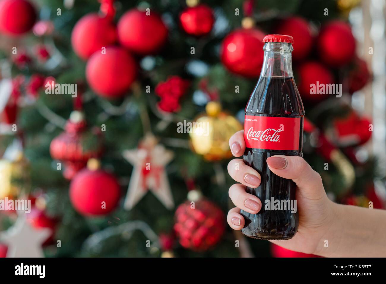 coca cola bottle traditional christmas beverage Stock Photo - Alamy
