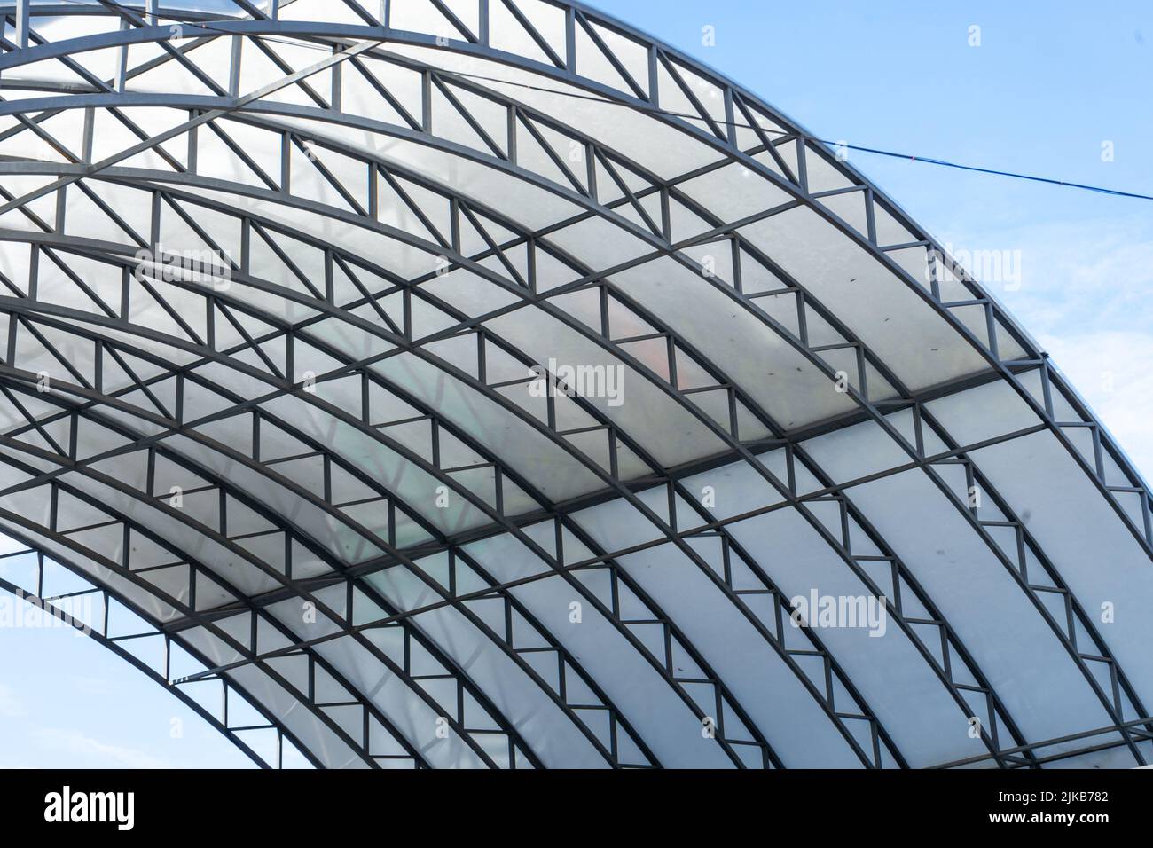 Metal construction with a transparent roof. The latest methods of ...
