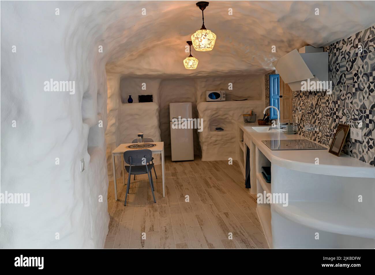Interior plan of a modern cave for rural tourism Stock Photo - Alamy