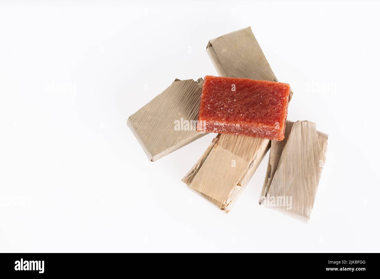 Guava Paste Wrapped in Bijao Leaf; Photo On White Background Stock ...