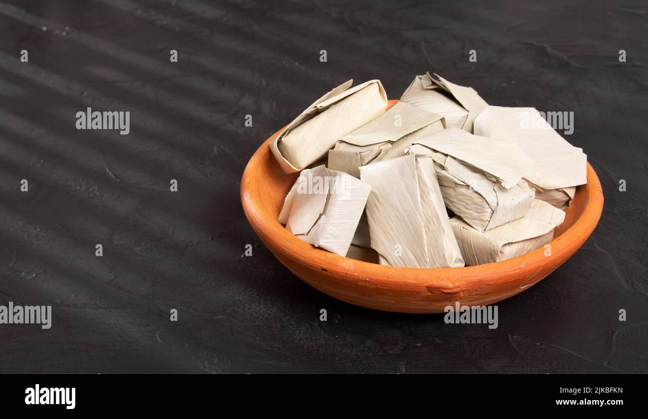 Guava Paste Wrapped in Bijao Leaf; Photo On Black Background Stock ...