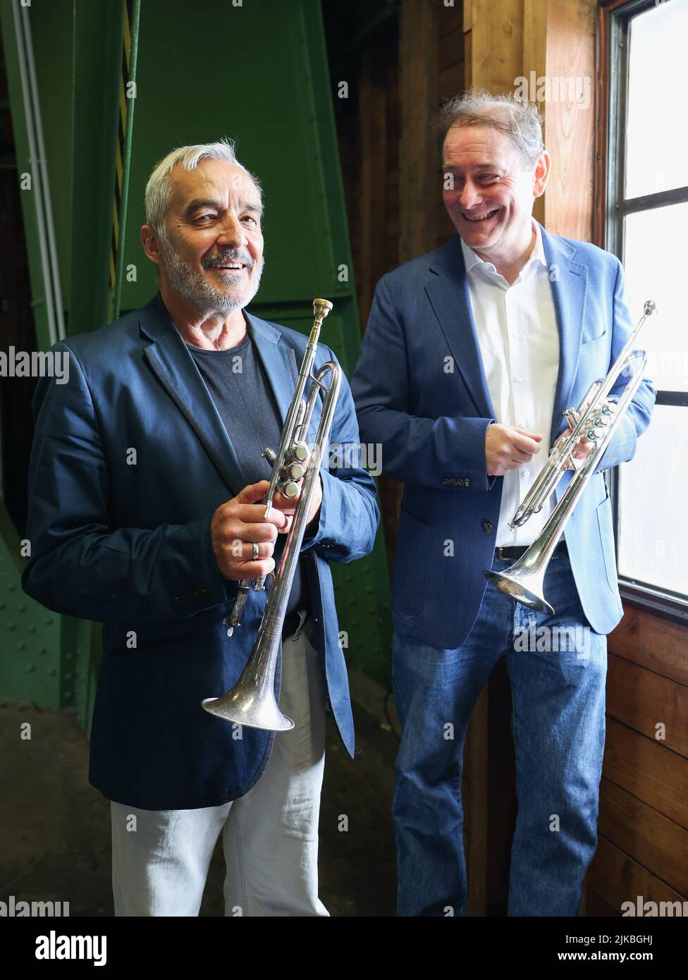 Hamburg, Germany. 01st Aug, 2022. Hamburg tower trumpeters Horst Huhn ...