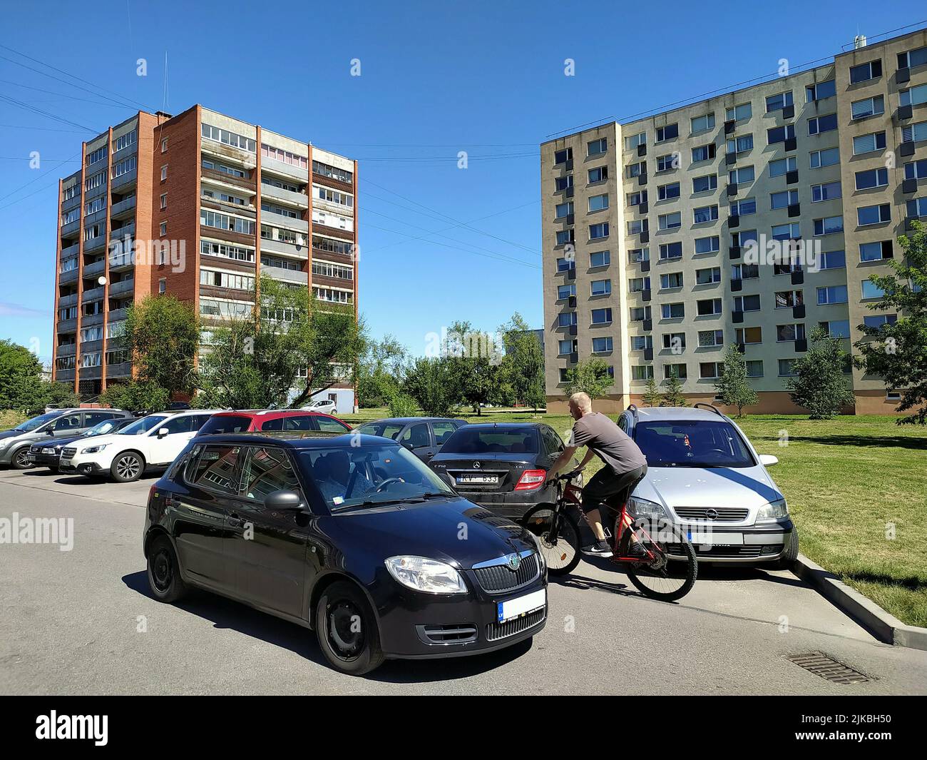 Latvia, Riga. In the Riga microdistrict Bolderaya. Buildings of the ...