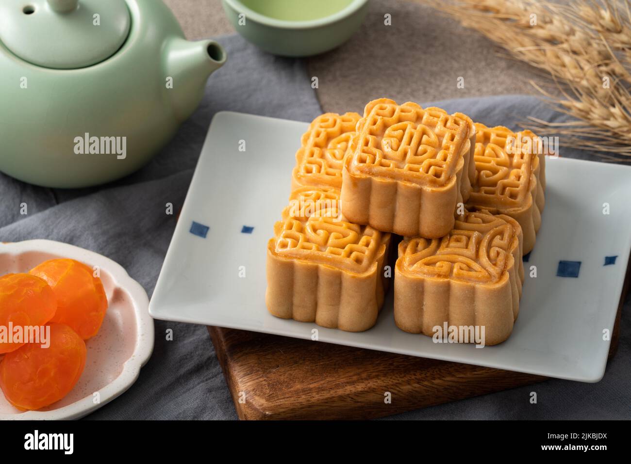 Delicious mung bean moon cake for Mid-Autumn Festival food mooncake on ...