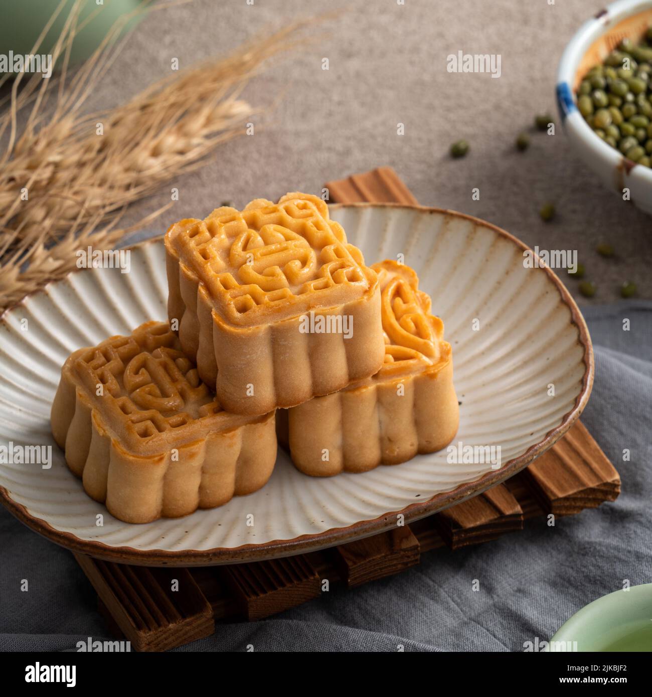 Delicious mung bean moon cake for Mid-Autumn Festival food mooncake on ...