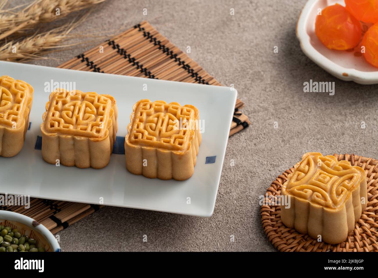 Delicious mung bean moon cake for Mid-Autumn Festival food mooncake on ...
