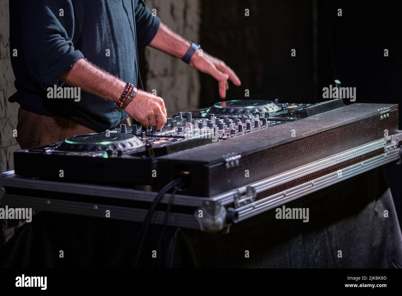 Dj playing disco house progressive electro music at the concert. DJ ...