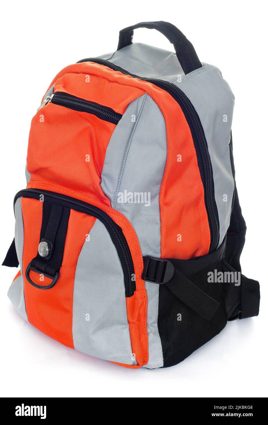 Style black with red colored backpack isolated over white background ...