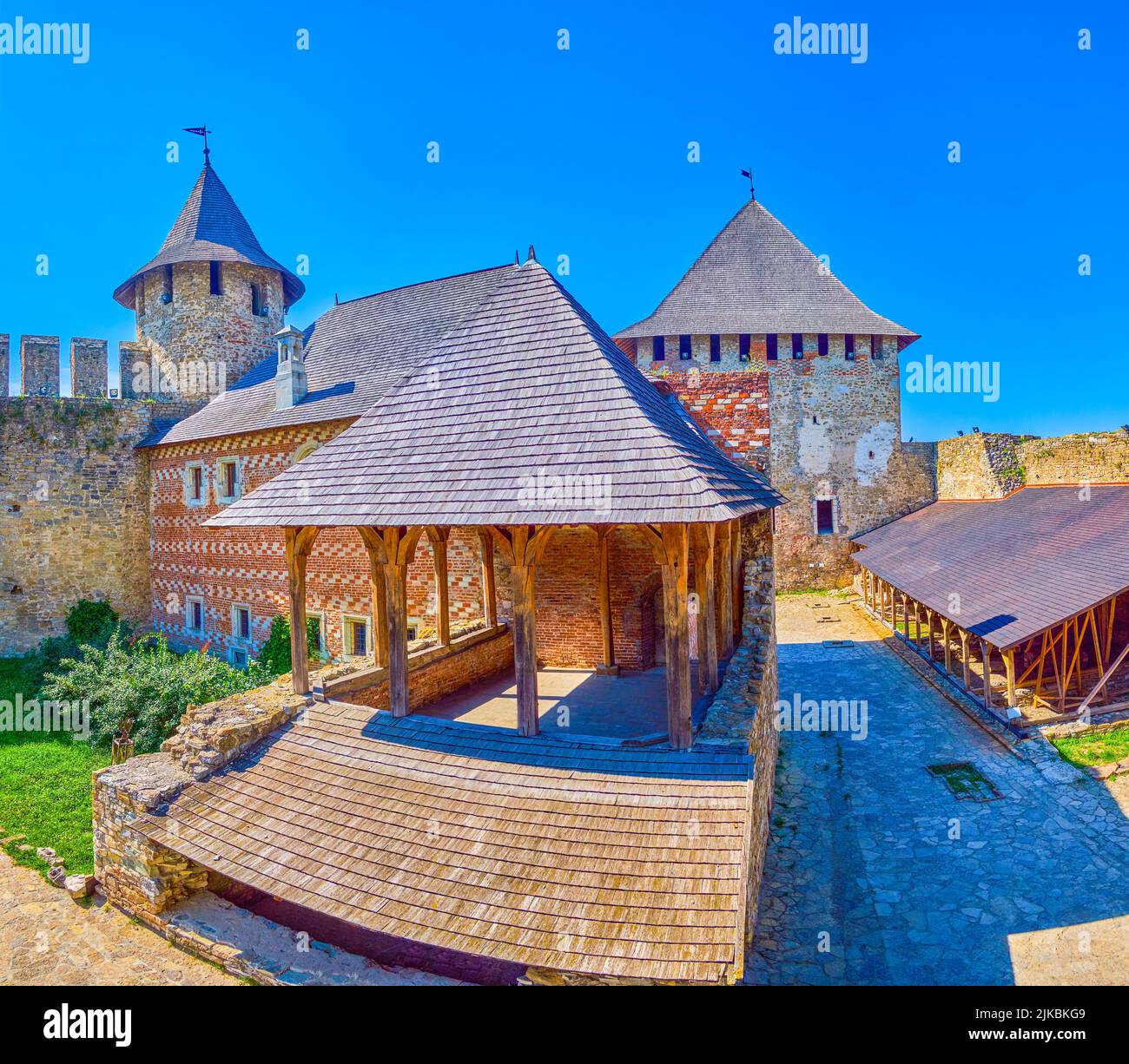 Panorama of the veranda of Princely Palace and other historic buildings ...