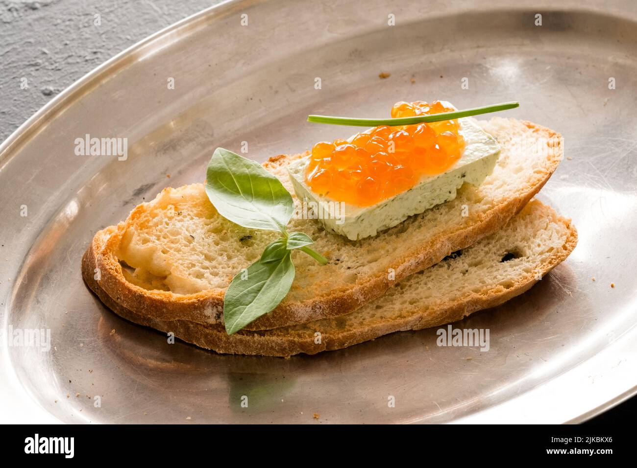 home cooking sandwich snack cheese caviar garnish Stock Photo - Alamy