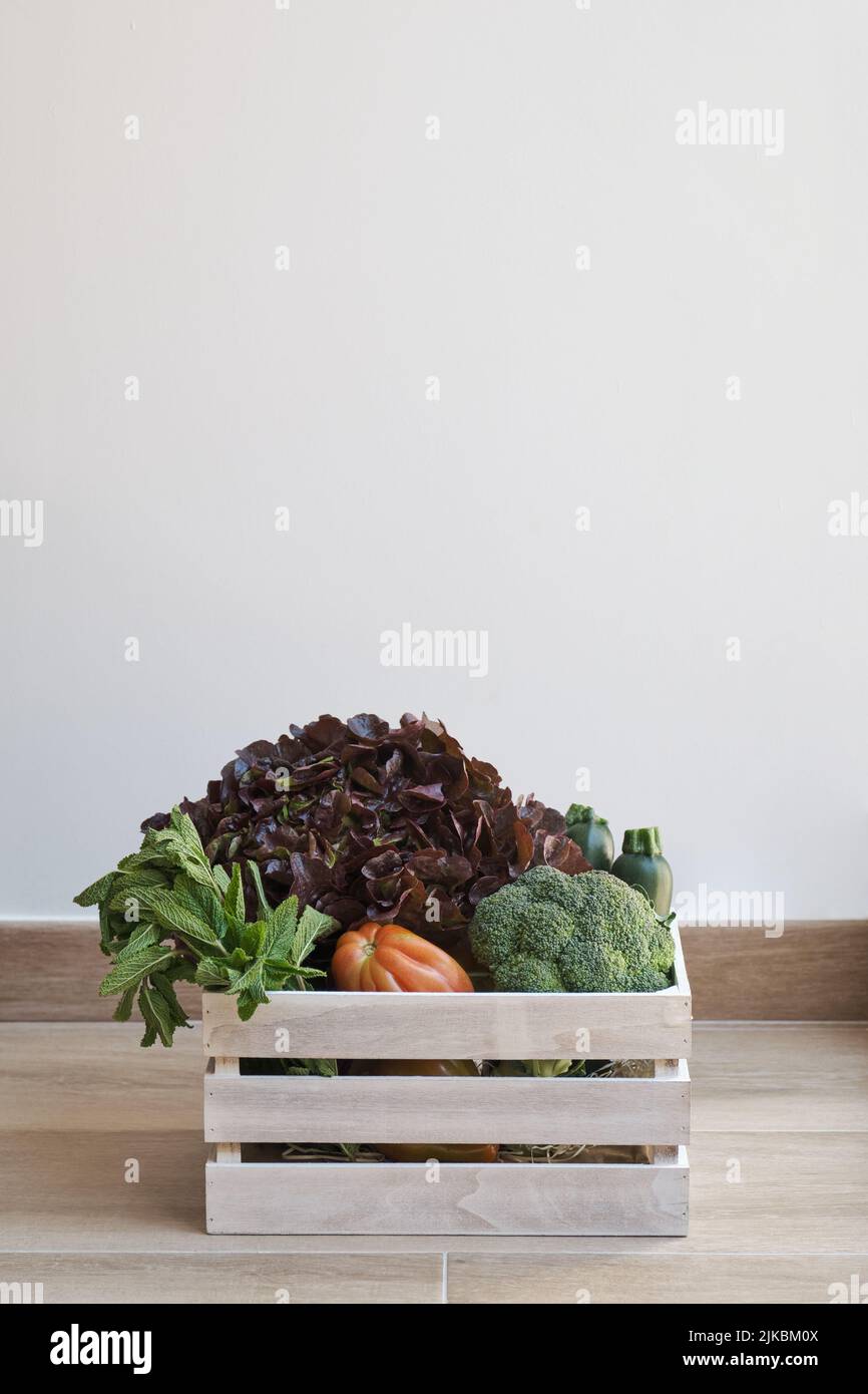 Fresh vegetables box picked in the garden Stock Photo - Alamy