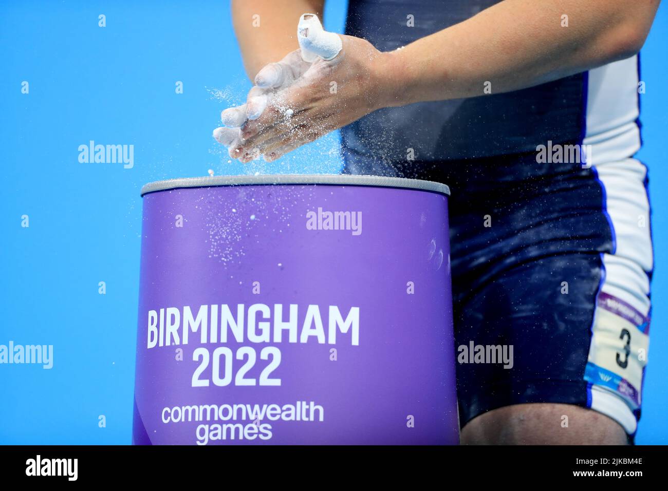 A Detailed view of Scotland’s Jason Epton chalks his hands ahead of a ...