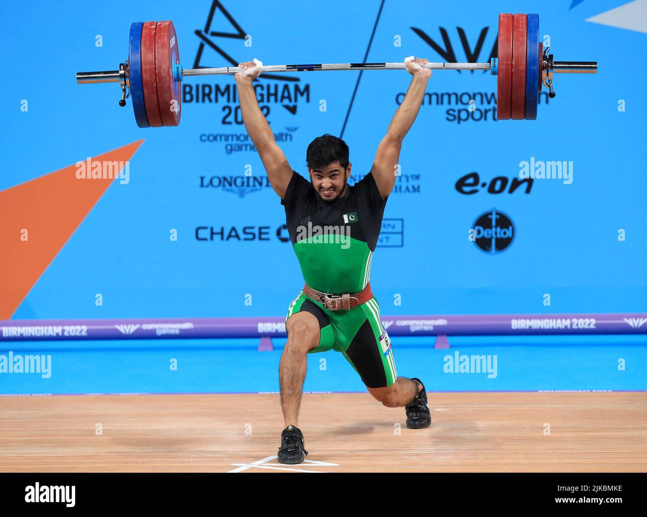 Pakistan’s Haider Ali makes a lift during the Men’s 81kg Weightlifting ...