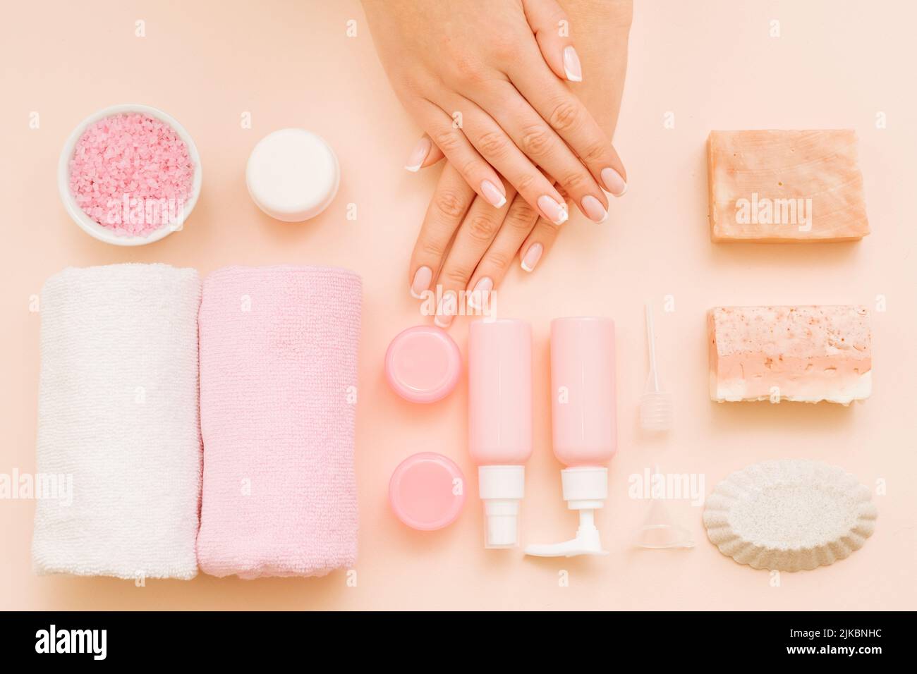 hands beauty care spa salon treatment products Stock Photo - Alamy