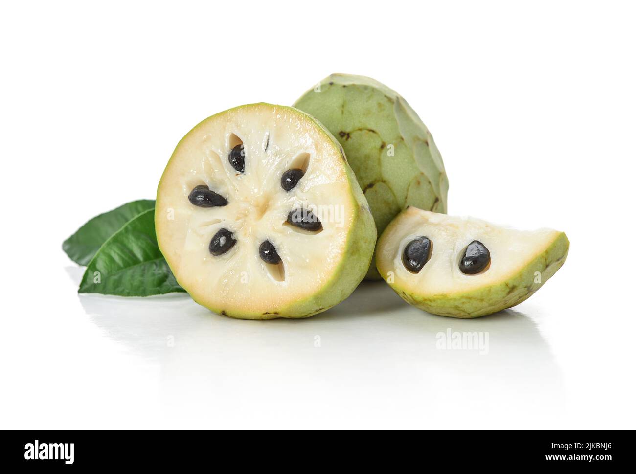 Whole and partial Cherimoya fruit isolated on white background ...