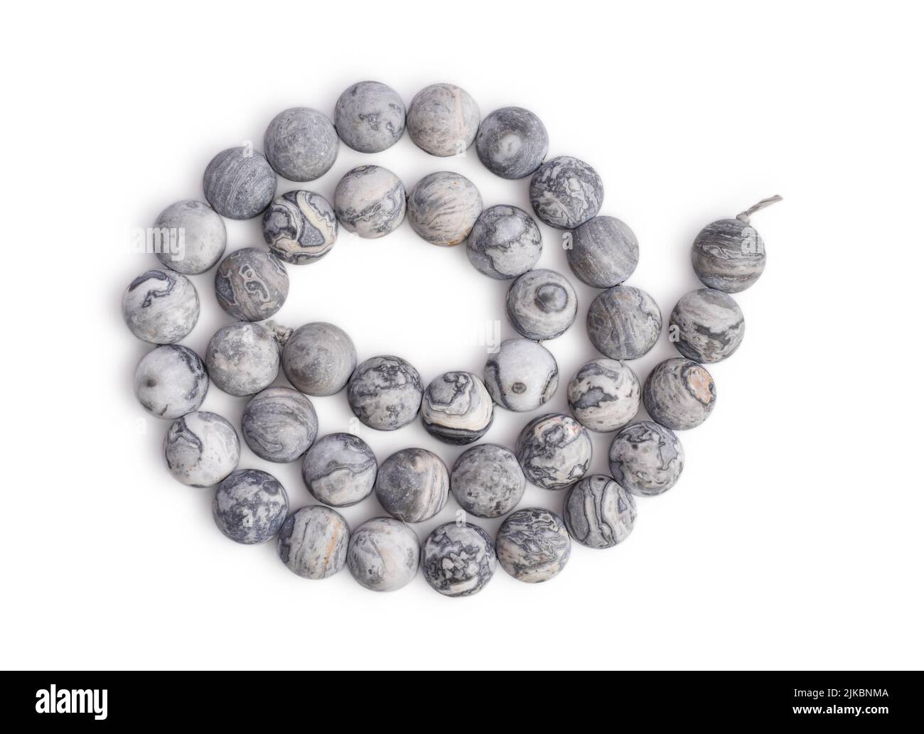 Colorful agate stone beads isolated on white background top view ...