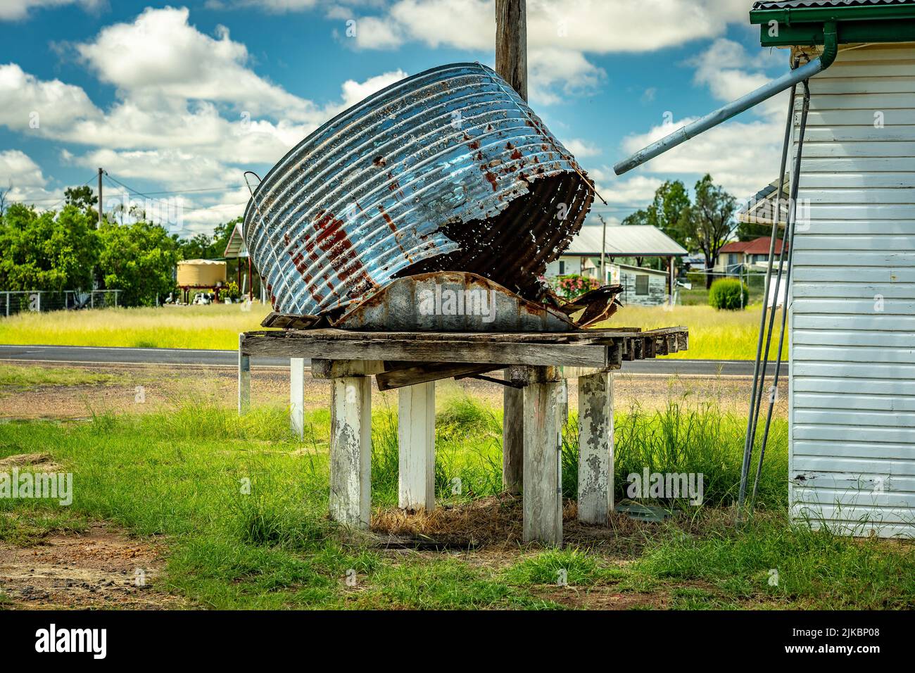 Old corroded rusted water tank breaking apart Stock Photo - Alamy