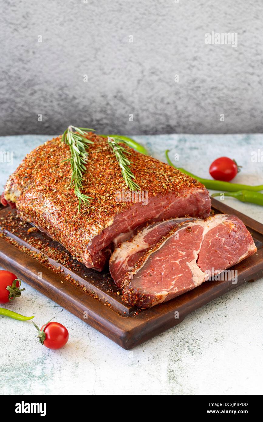 Special entrecote. Beef entrecote specially prepared with spices on a ...