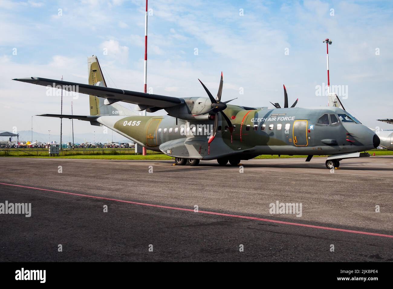 Sliac, Slovakia - August 30, 2014: Military transport plane at air base ...