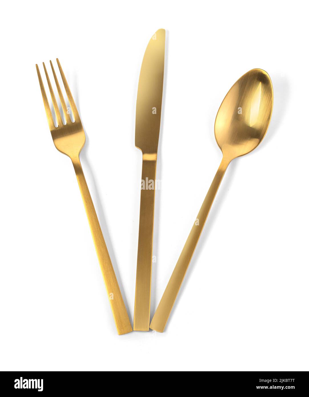 cutlery set isolated on white background with clipping path, top view ...