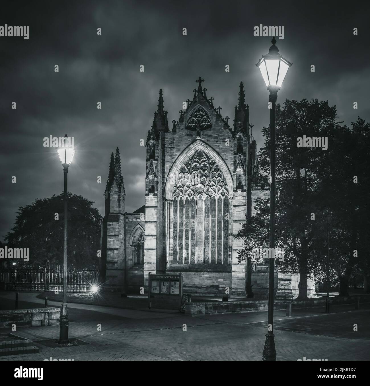 The gothic architecture of Carlisle Cathedral East Window seen from ...