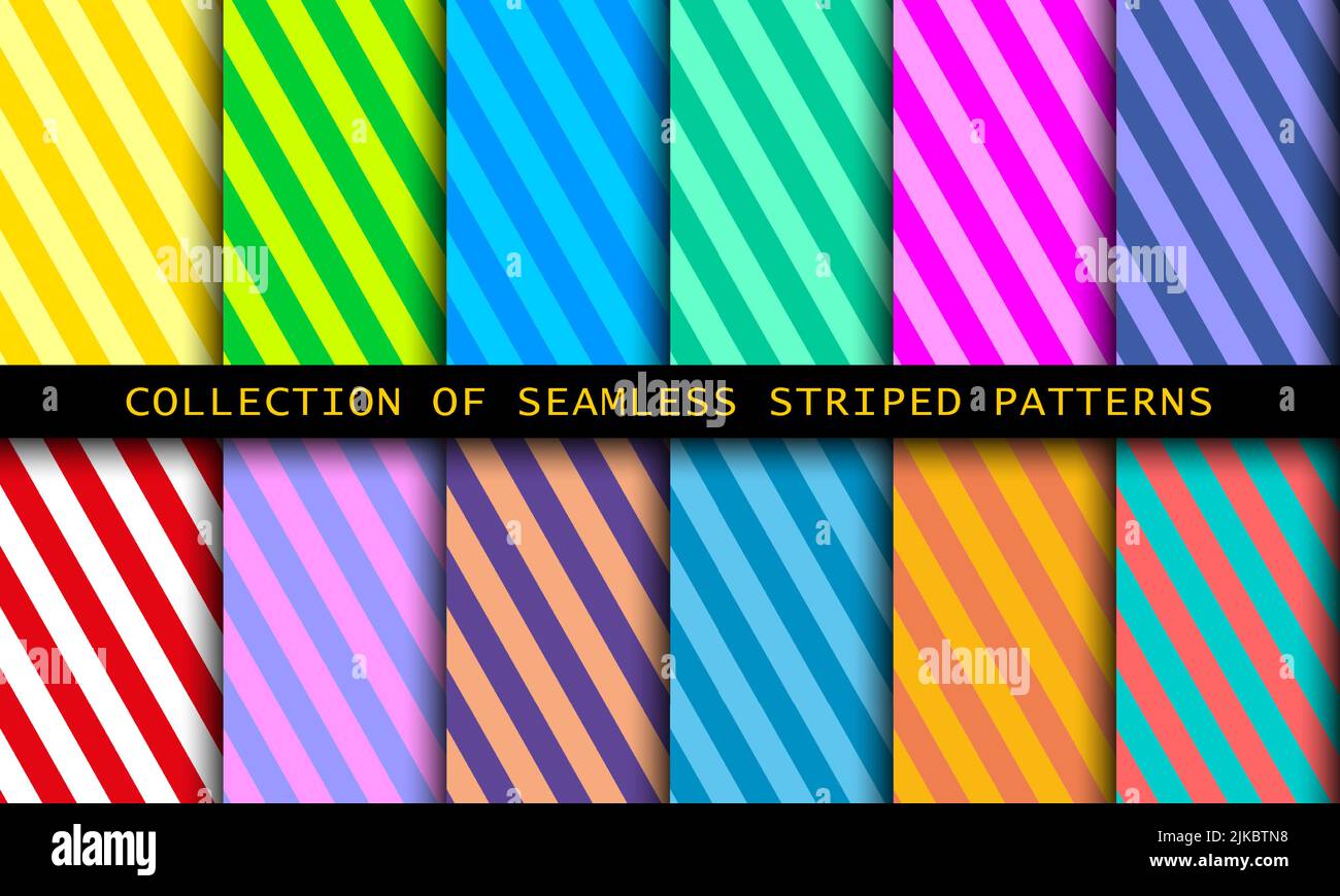 Seamless striped pattern. Linear shapes background. Vector colorful bright lines set Stock ...