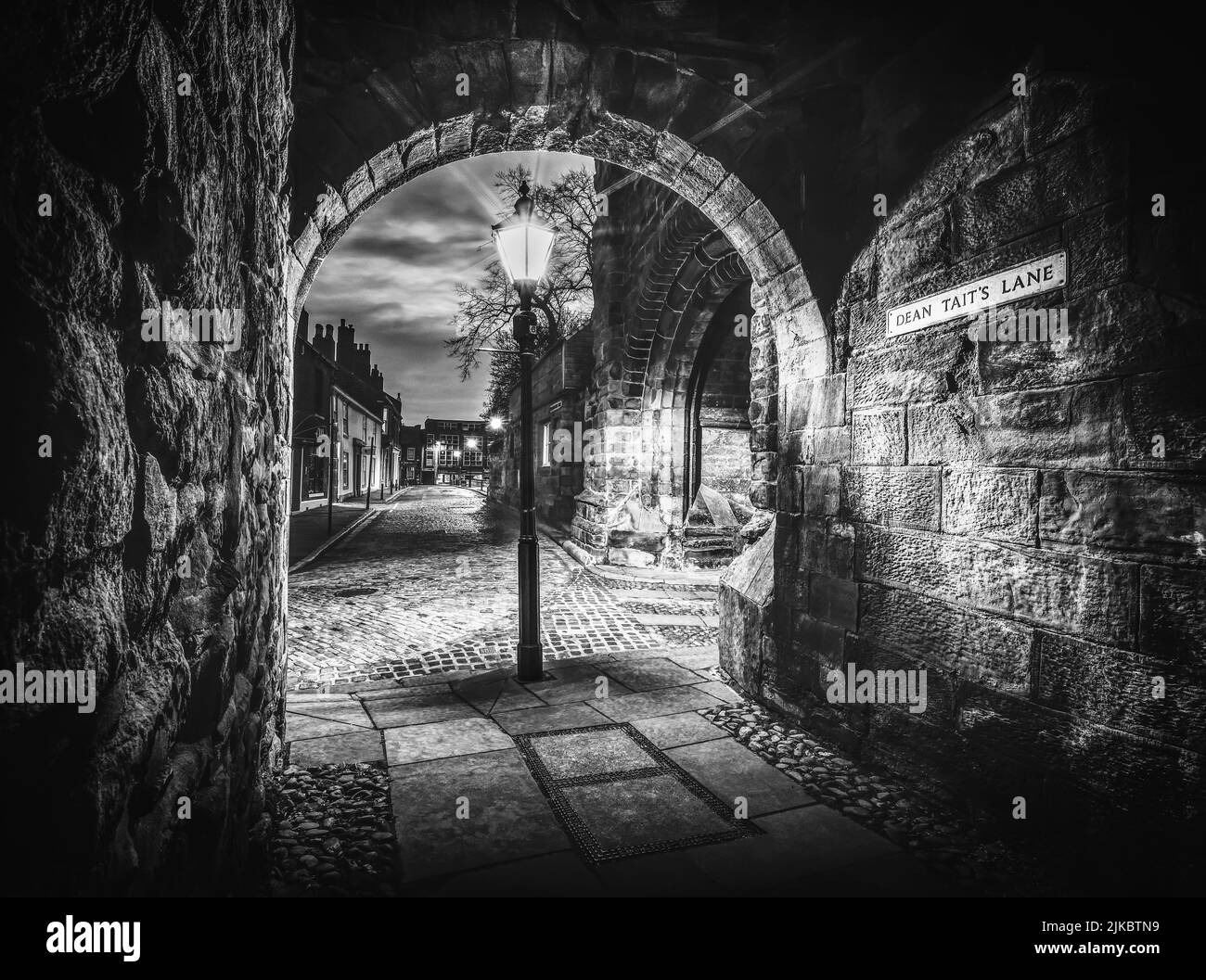 The narrow alley of Dean Tait's Lane in Carlisle's Historic Quarter ...