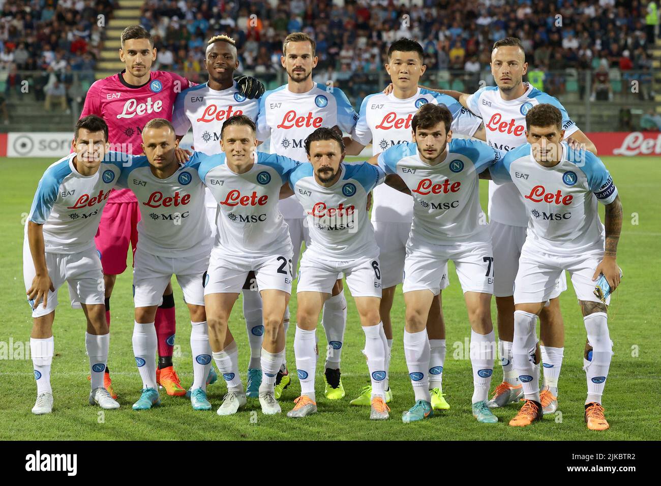 Napoli players pose for a team photo during a pre-season football ...