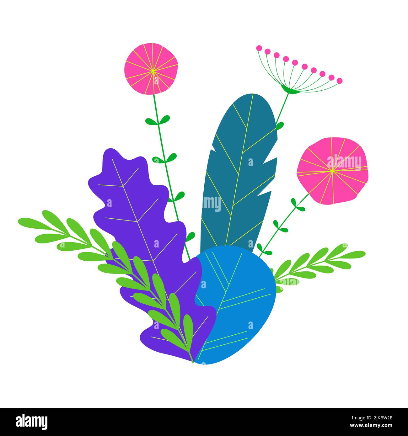 Trendy neon gradient plants and leaves background in flat style. Trees ...