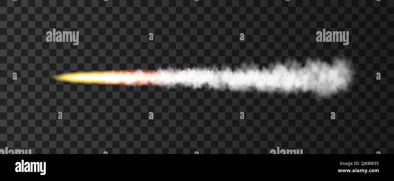 Smoke from military rocket launch. Plane track or missile trail ...
