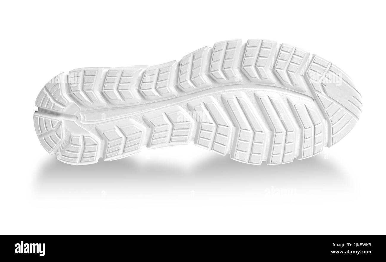 White sole of shoes. Bottom of sneakers on a white background is ...