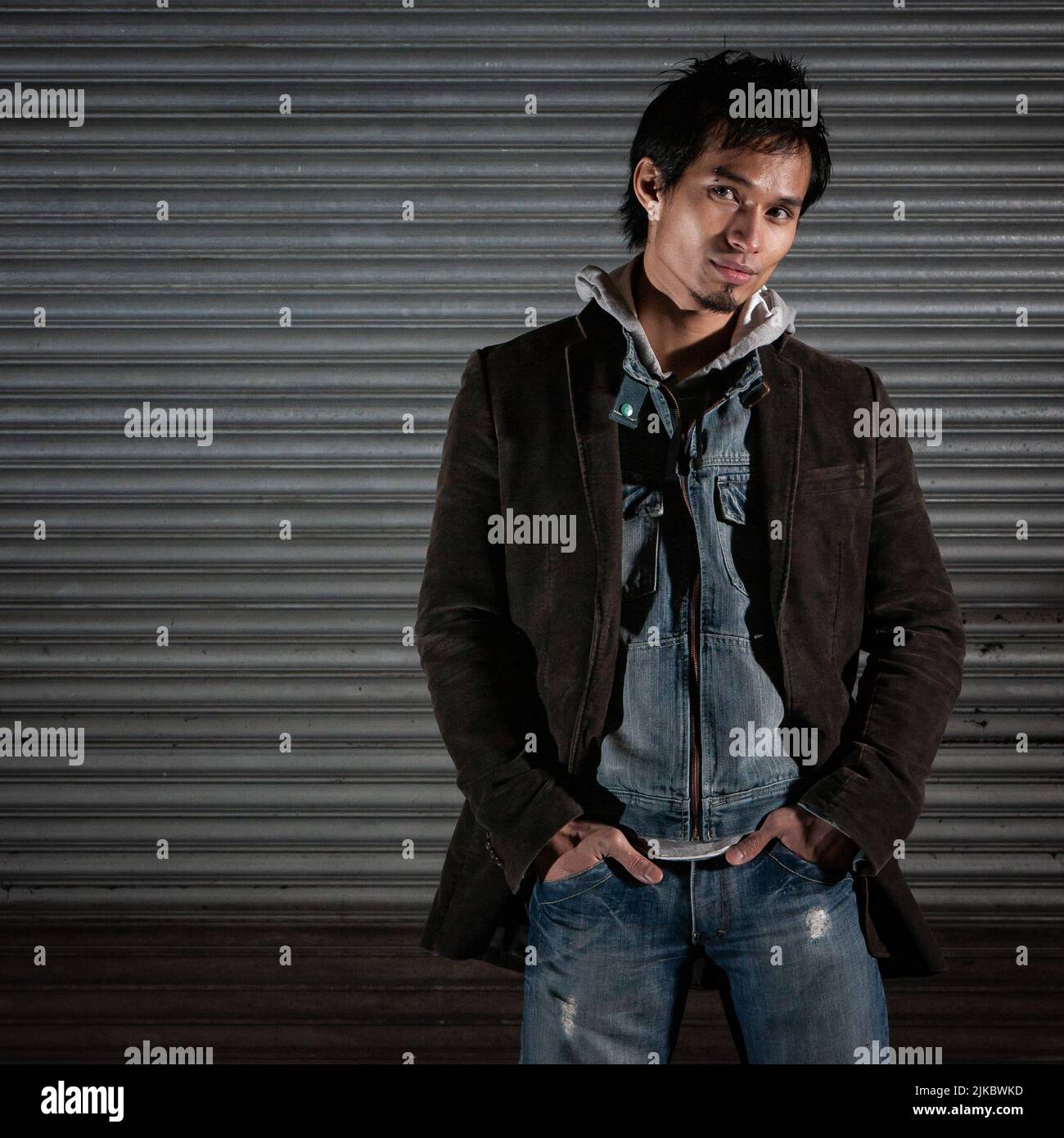 Underground fashion. Vintage urban fashion in an industrial environment ...