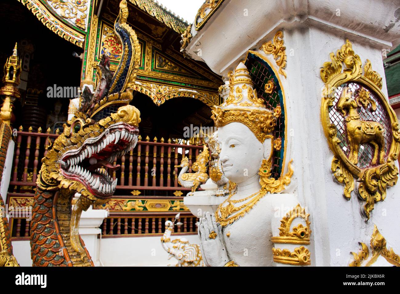 Carved sculpture art animal of himmapan and creatures mythical legend ...