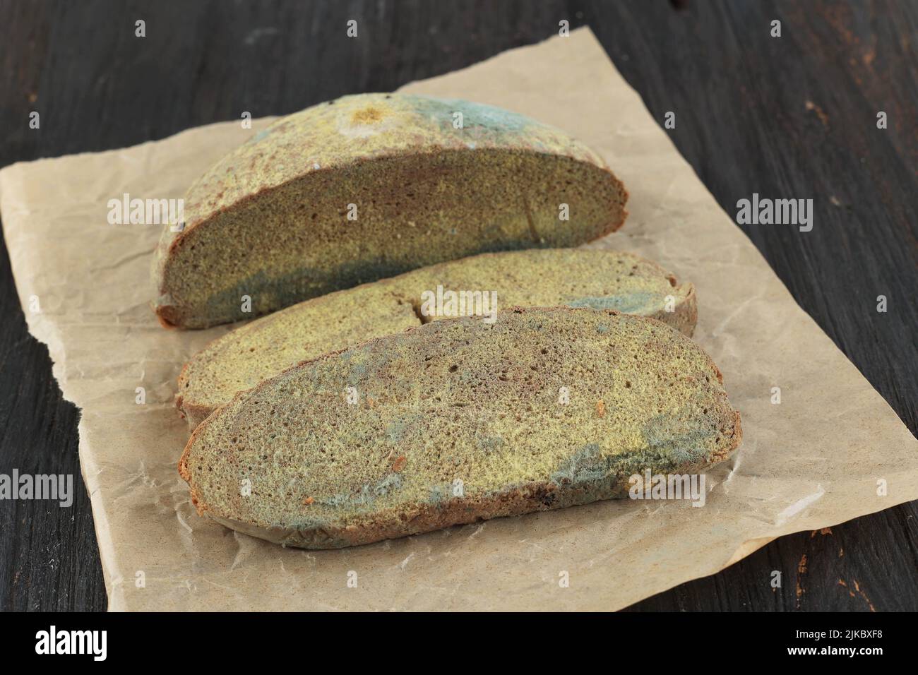 Green Mildew on a Stale Rotten Bread. Surface of Moldy Bread Stock ...