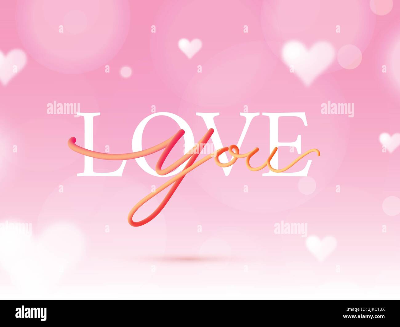 Love Font Font With Hearts Decorated On Glossy Pink Bokeh Background ...