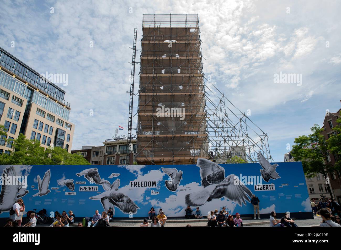 Scaffolds At The Remembrance Of The Dead Statue At Amsterdam The ...