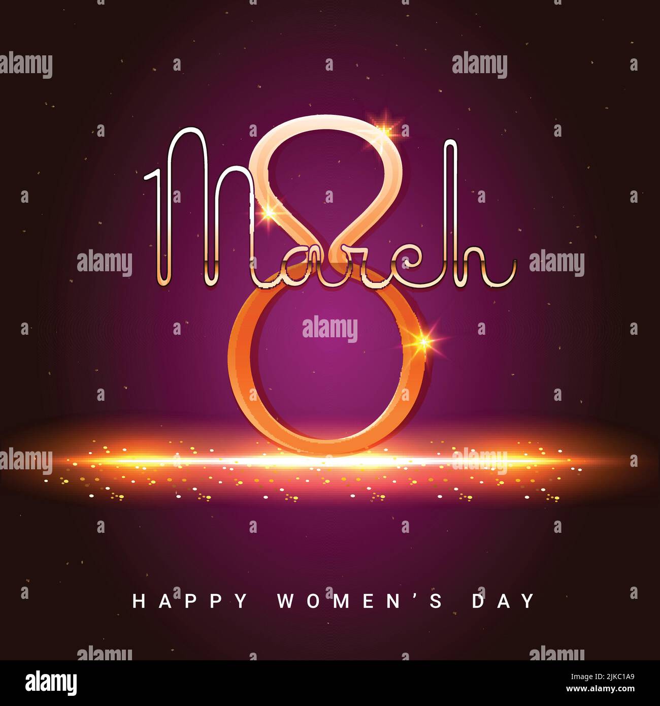 Stylish 8 March Font With Lights Effect On Red And Pink Background For ...