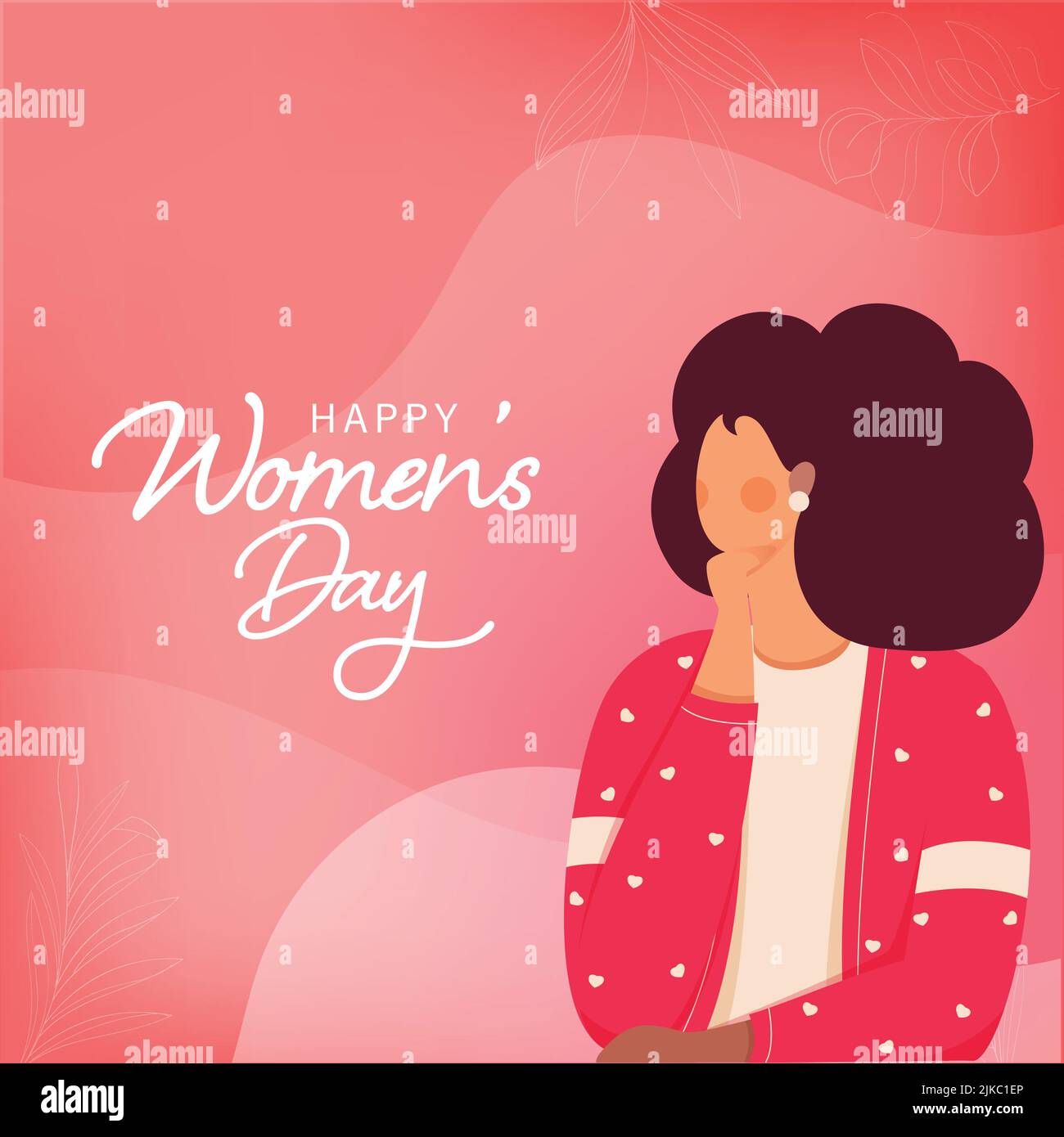 Happy Women's Day Font With Faceless Young Girl Character On Gradient ...