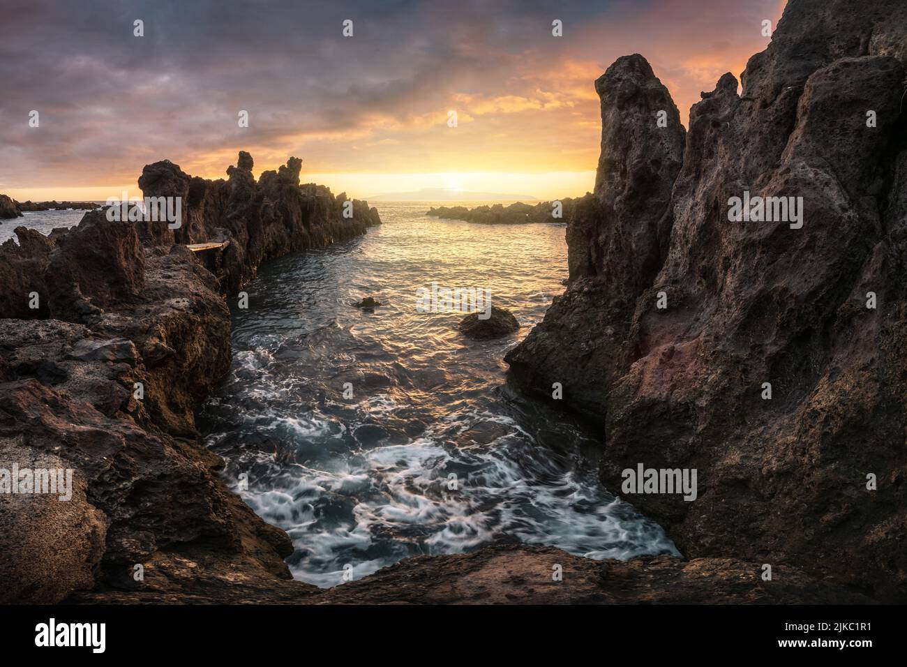 A beautiful shot of cliffs of Tenerife during the sunset Stock Photo ...