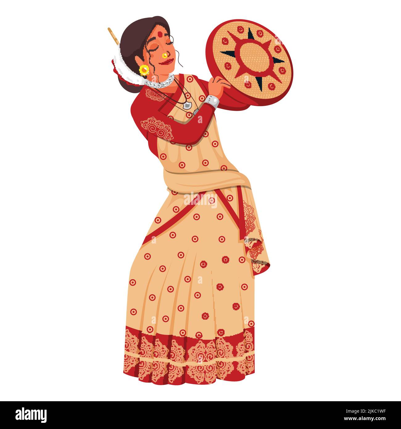 Woman tambourine traditional costume Stock Vector Images - Alamy