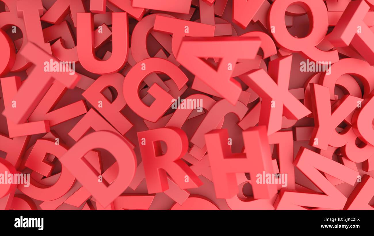 Pile of red 3d alphabet letters on a red background, flat Stock Photo ...