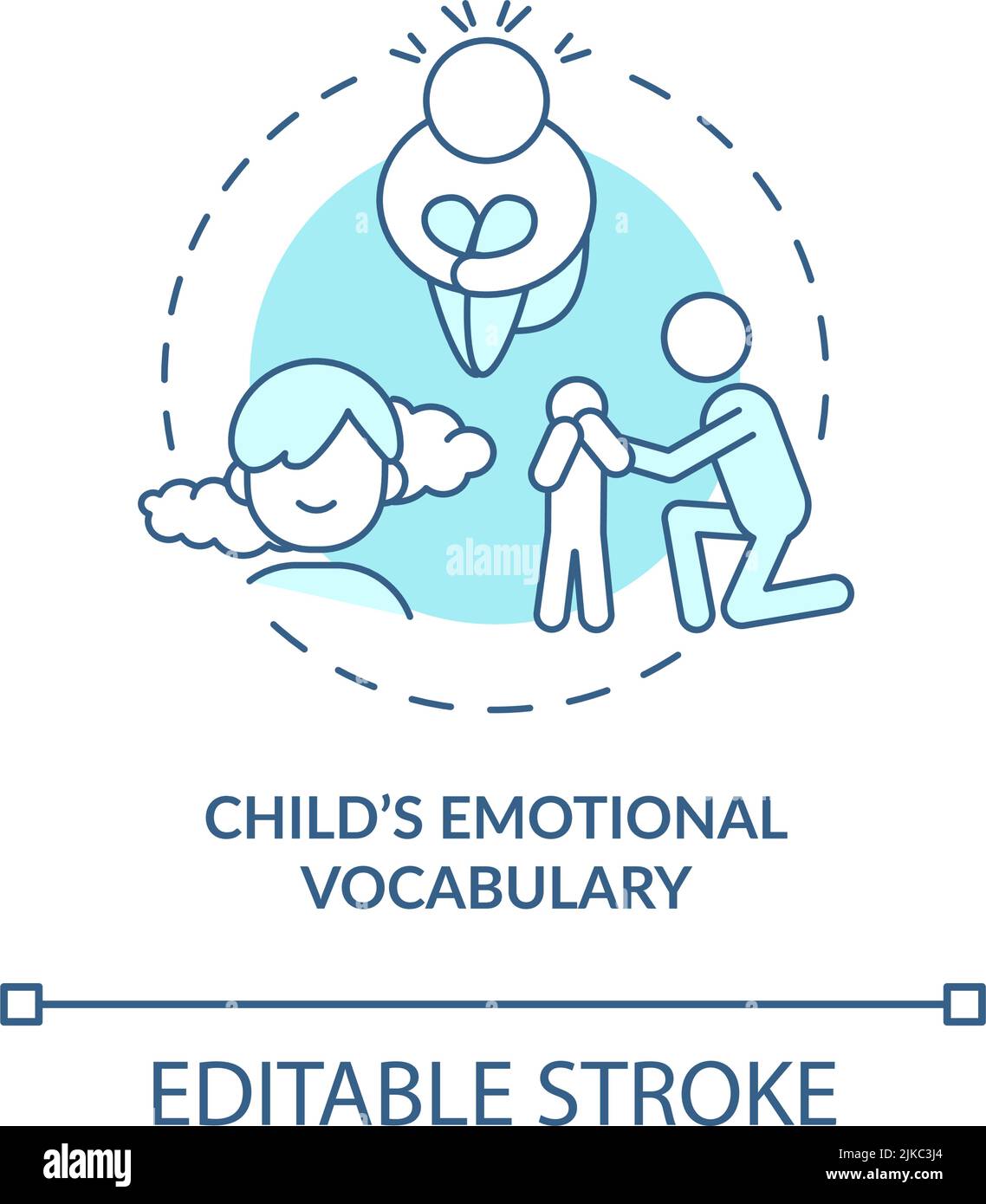 Child emotional vocabulary turquoise concept icon Stock Vector Image ...