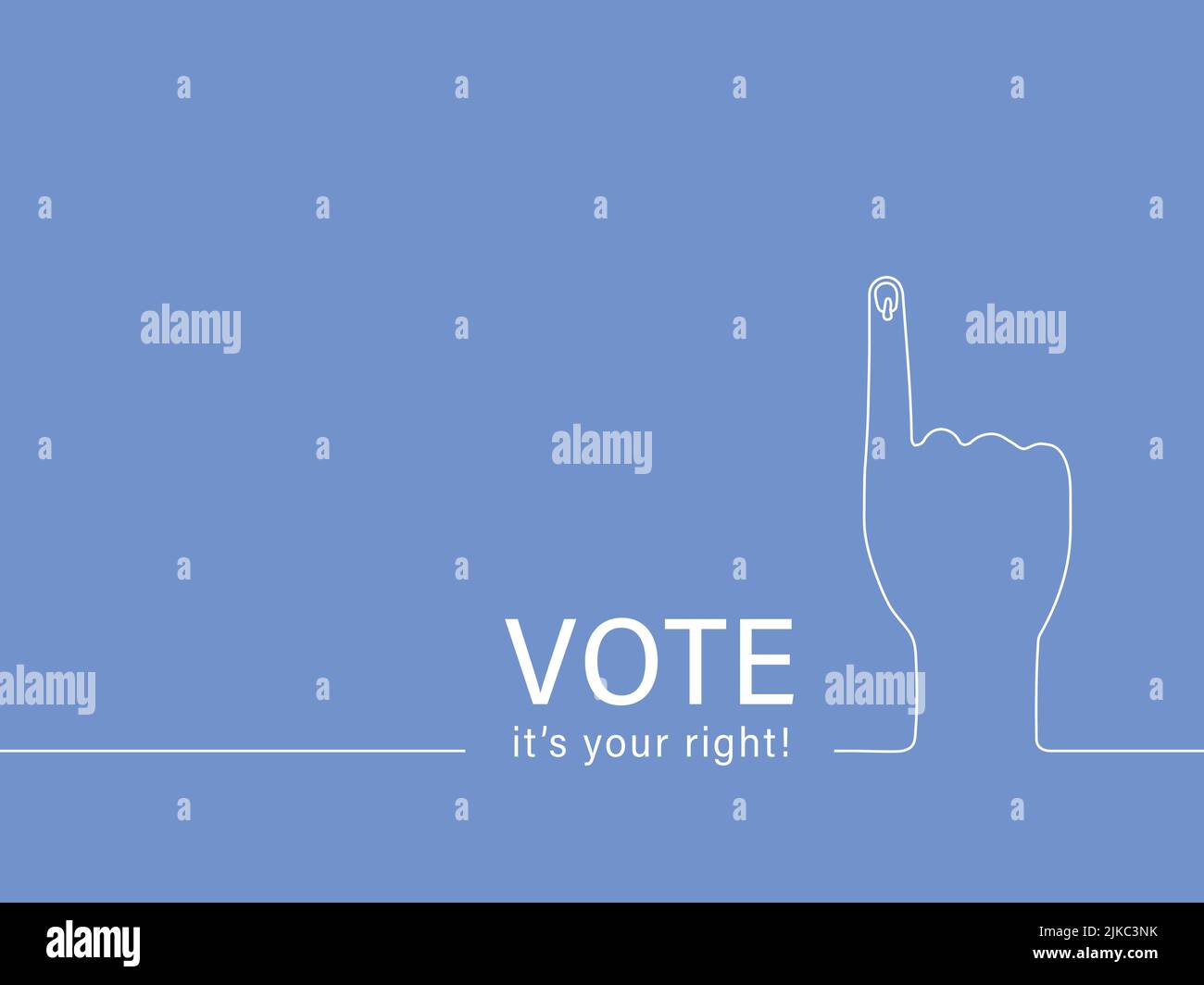 Vote It's Your Right Text With Voting Sign On Linear Hand Against Blue ...