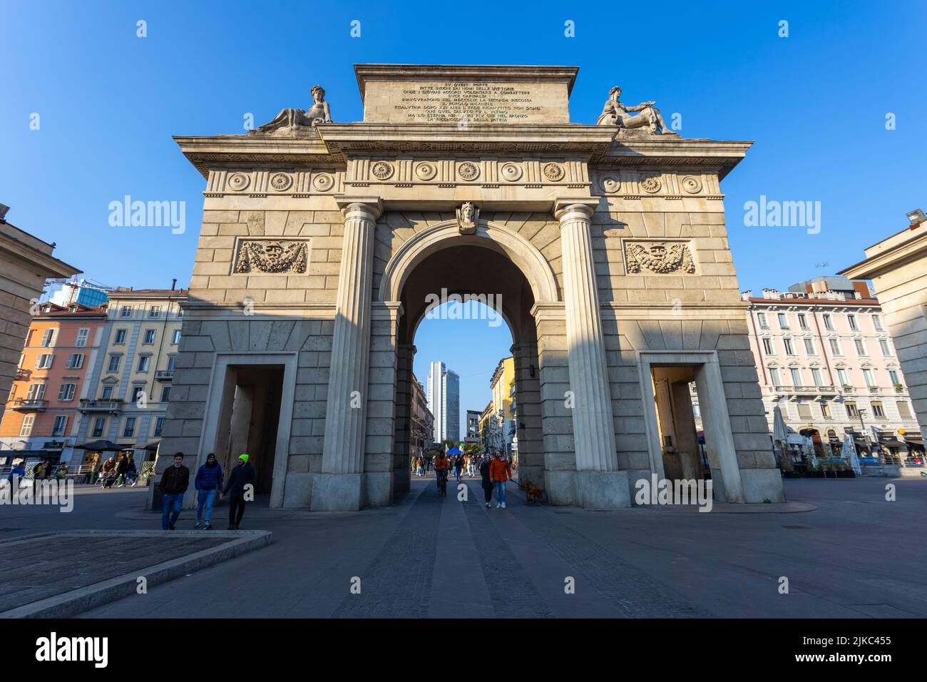 MILAN, ITALY, MARCH 5, 2022 - View of Garibaldi Gate (Porta Garibaldi ...