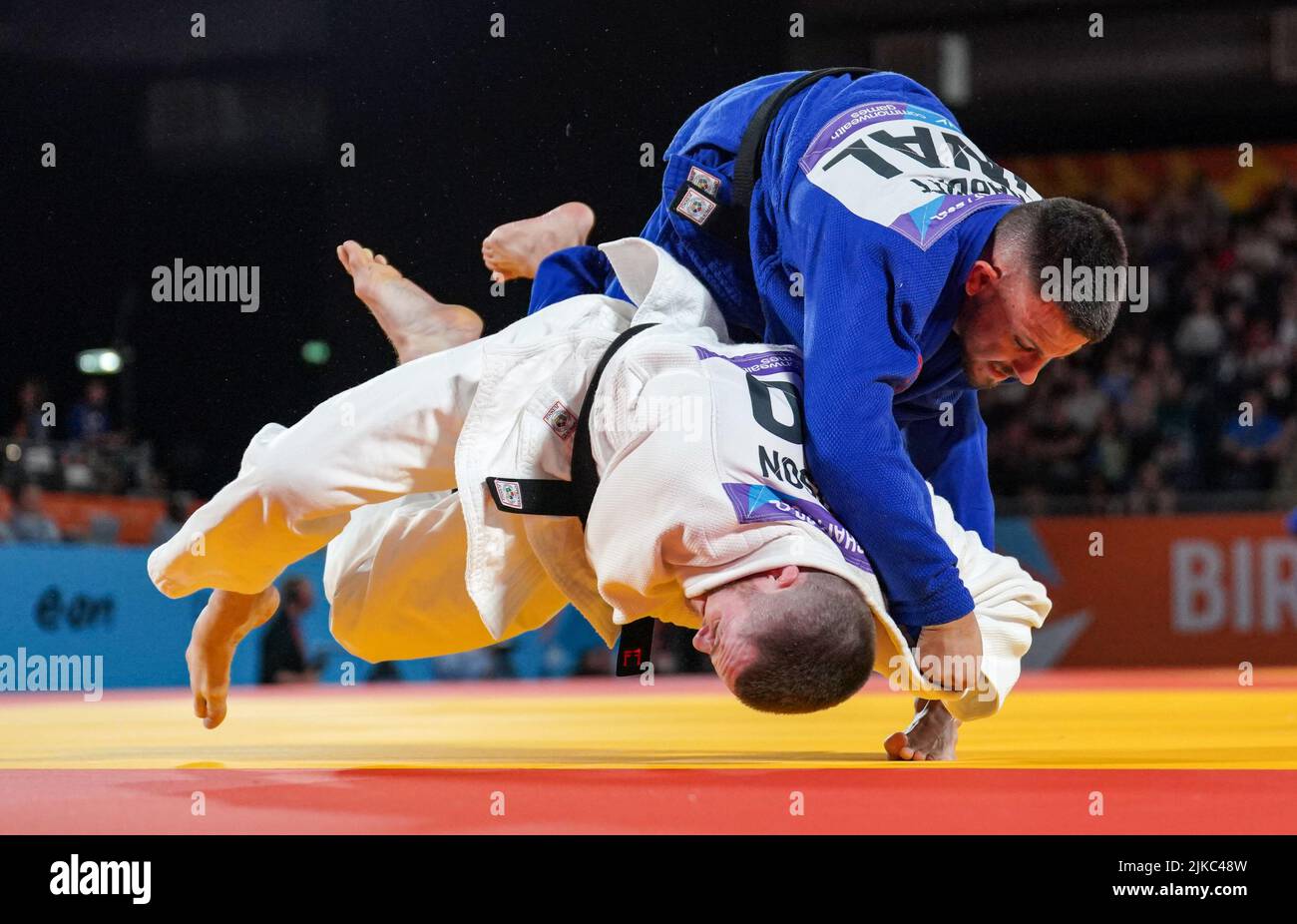 Scotland's David Ferguson takes on Wales' Daniel Rabbitt in the Mens 60 ...