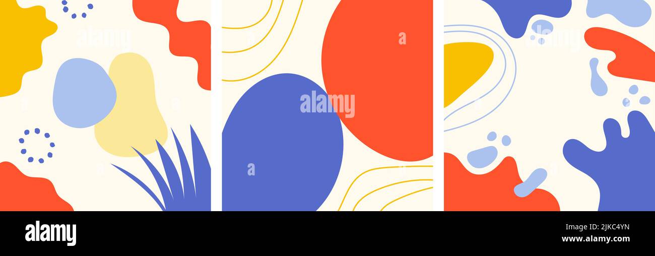 Set of backgrounds with organic abstract shapes and forms, modern ...