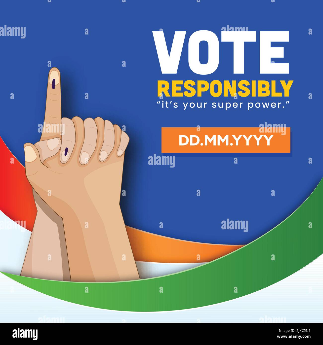 Vote Responsibly It's Your Superpower Text With Folded Two Human Hands ...