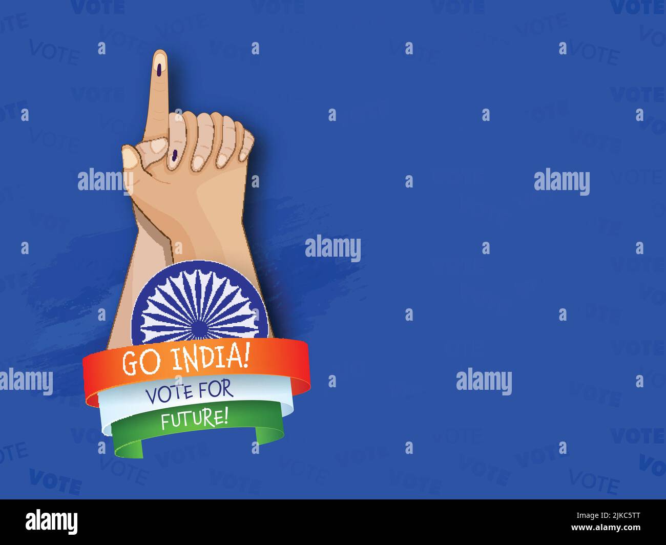 Go India! Vote For Future Message Ribbon In Tricolor With Ashoka Wheel ...
