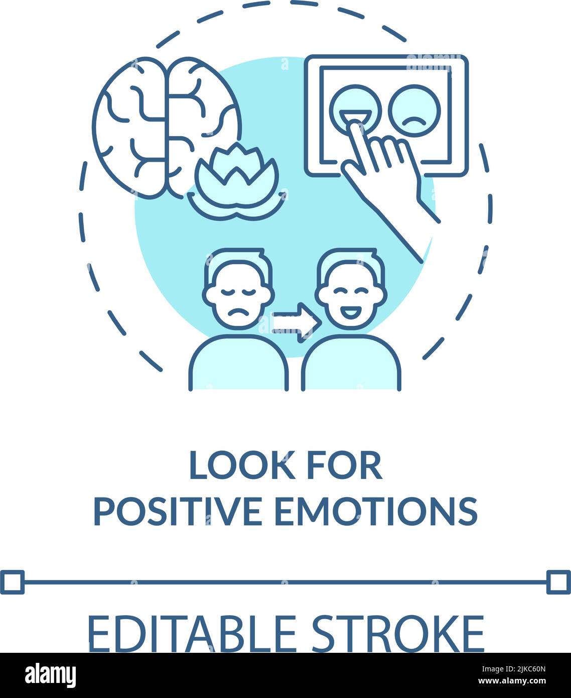 Look for positive emotions turquoise concept icon Stock Vector Image ...