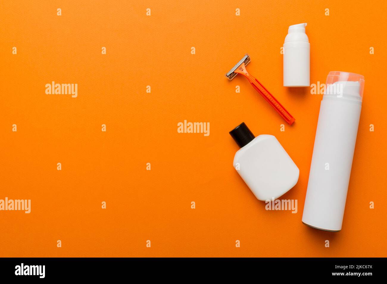 shaving man set. shaving machine, towel, lotion and shaving foam on ...